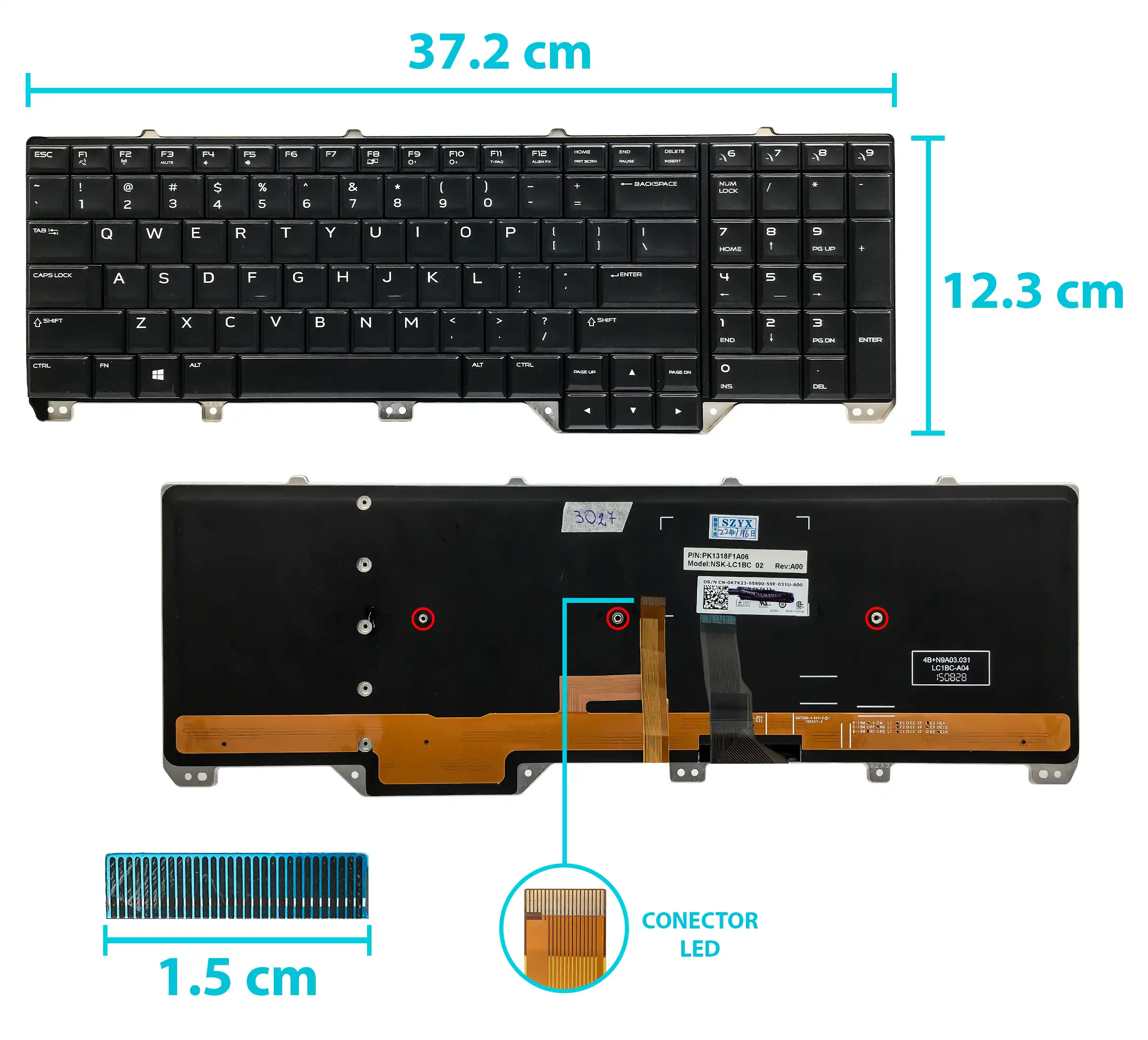 TECLADO DELL ALIENWARE 17 R2 17 R3 PK1318F1A09 CON BACKLIGTH US NUMÉRICO