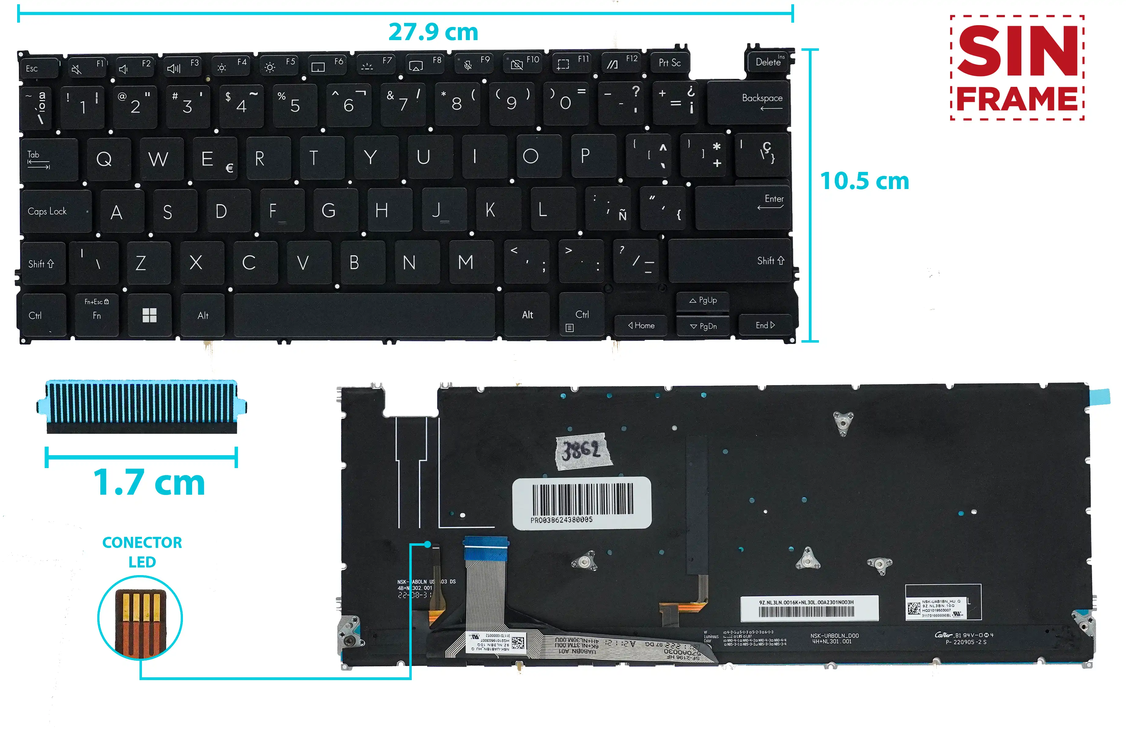 TECLADO ASUS ZENBOOK UX3402 UX3402V UX3402Z UM3402 CON BACKLIGTH BOTON ...