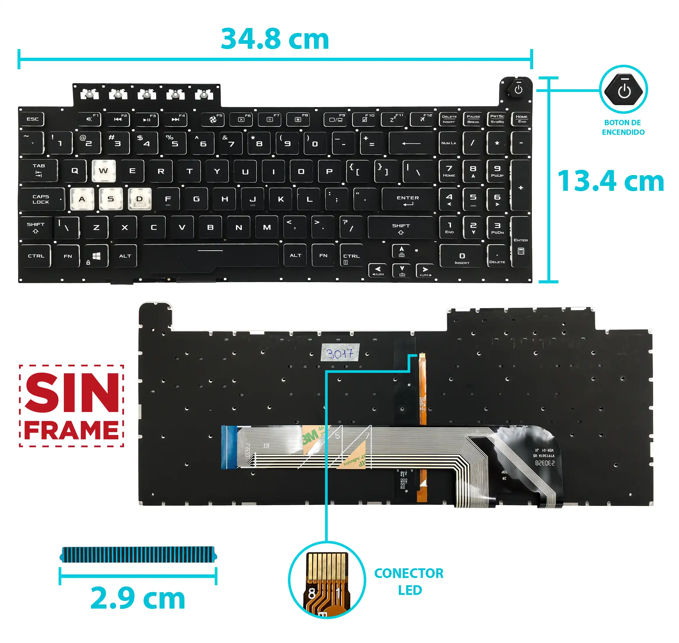 TECLADO ASUS TUF GAMING A15 TUF506IV TUF506IV BOTTON POWER CON ...